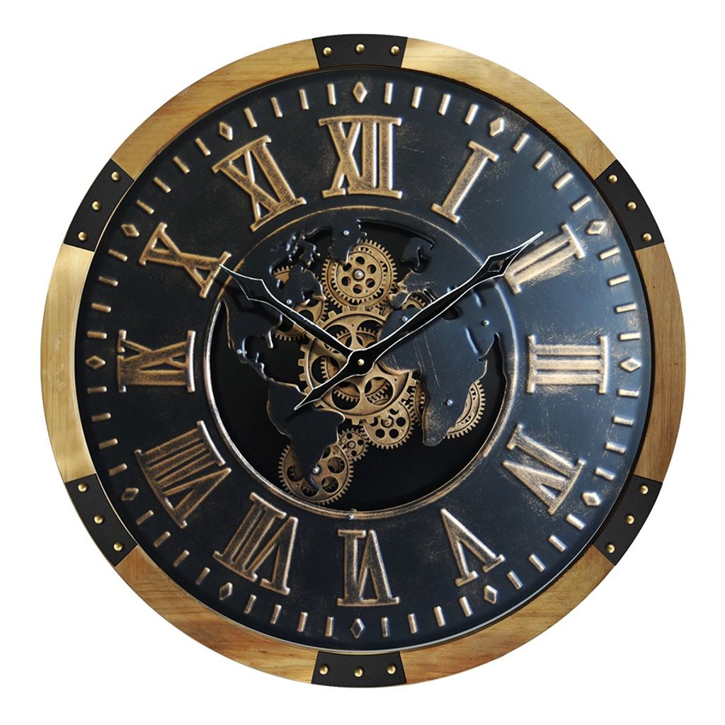 Horloge à engrenages mappemonde D 64cm Cadr'aven - Ambiance & Styles