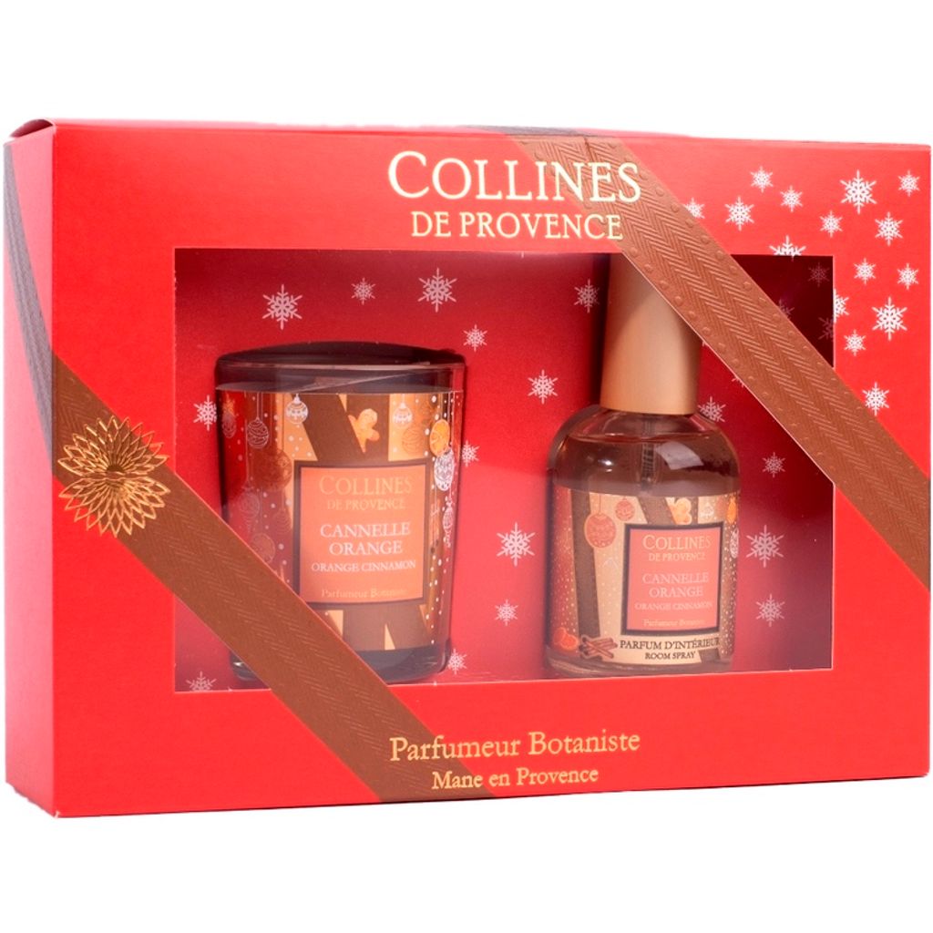 Coffret parfum d'intérieur 50 ml + bougie 75 g Cannelle-Orange Collines ...