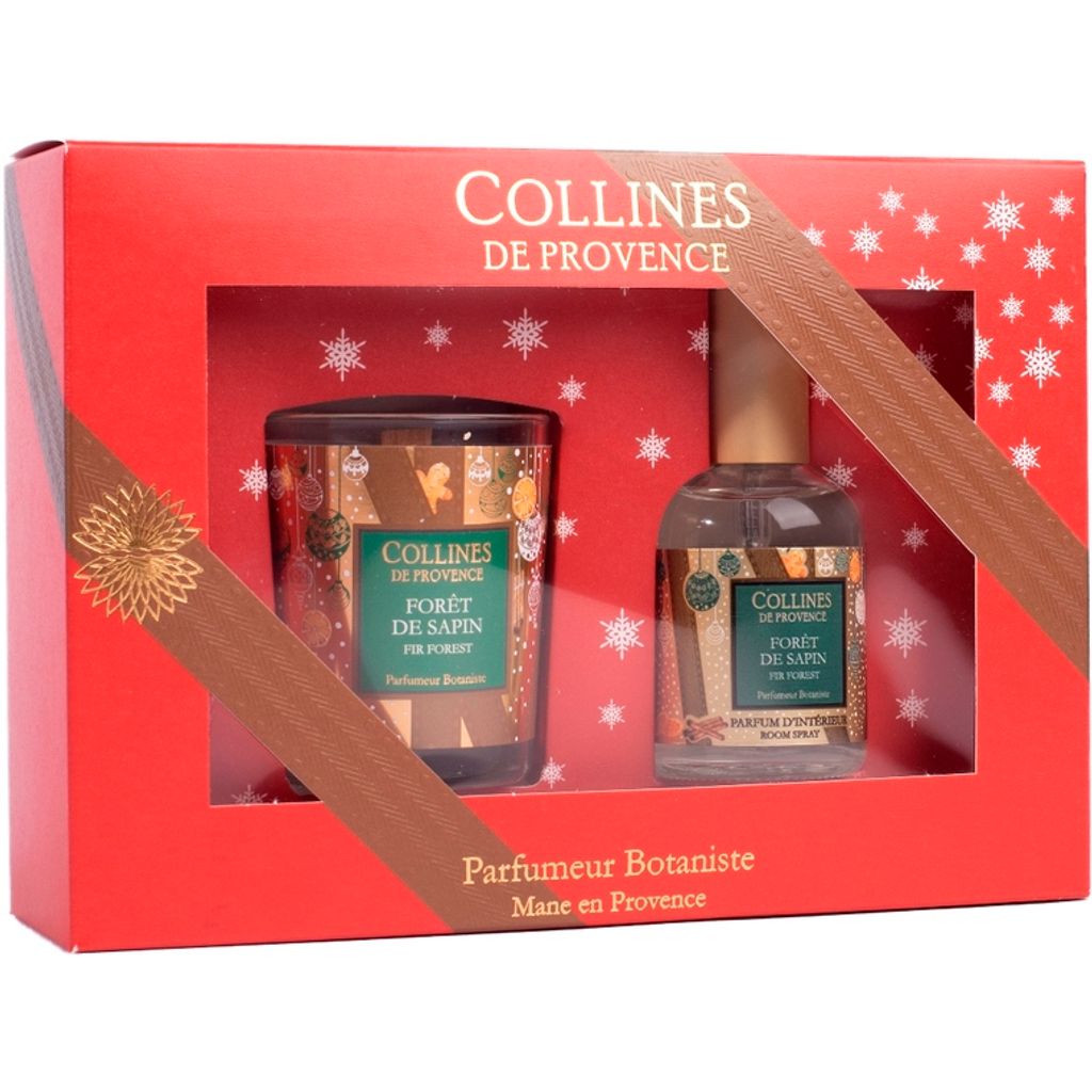 Coffret parfum d'intérieur 50 ml + bougie 75 g Forêt de sapin Collines ...