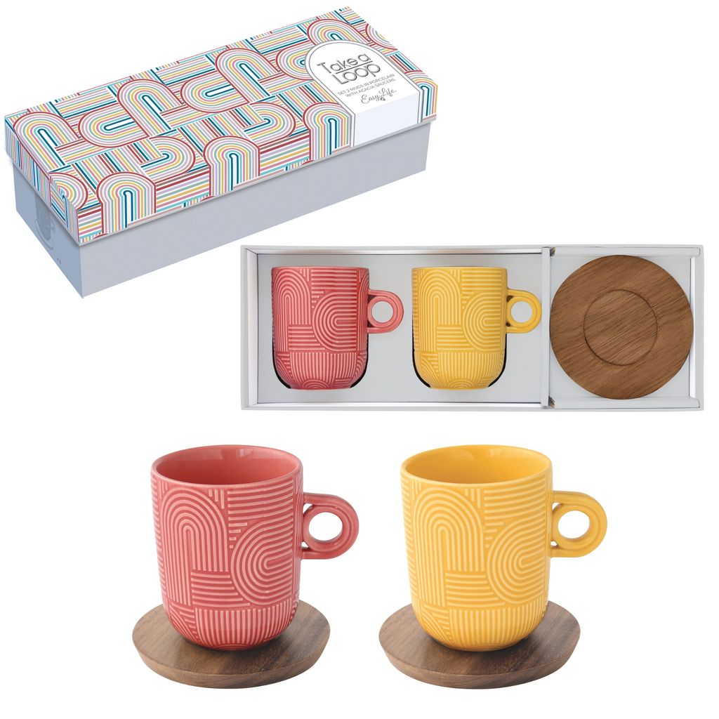 Coffret de 2 mugs rose 35cl take a loop Easy Life - Ambiance & Styles