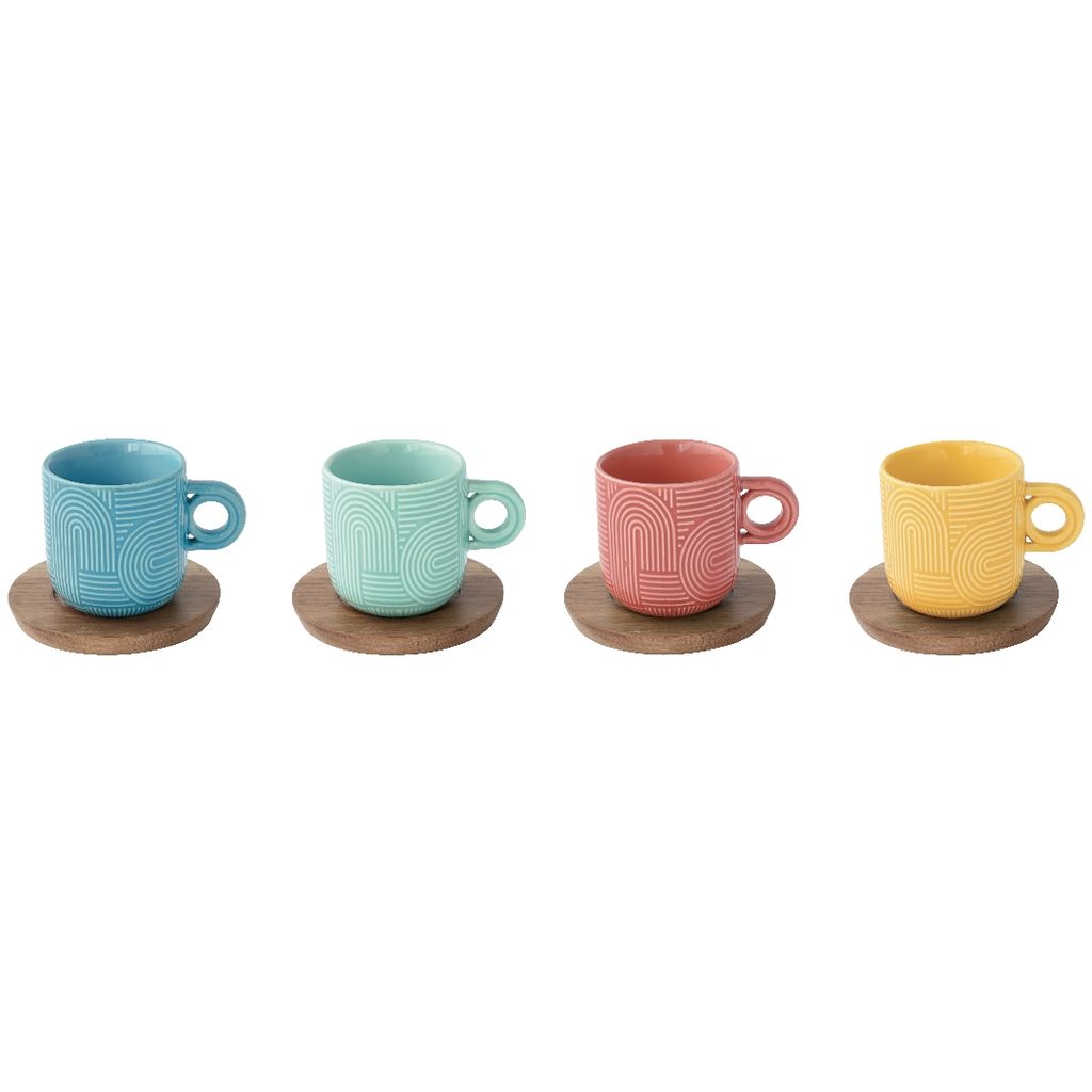 Coffret de 4 tasses à café 11cl take a loop Easy Life - Ambiance & Styles