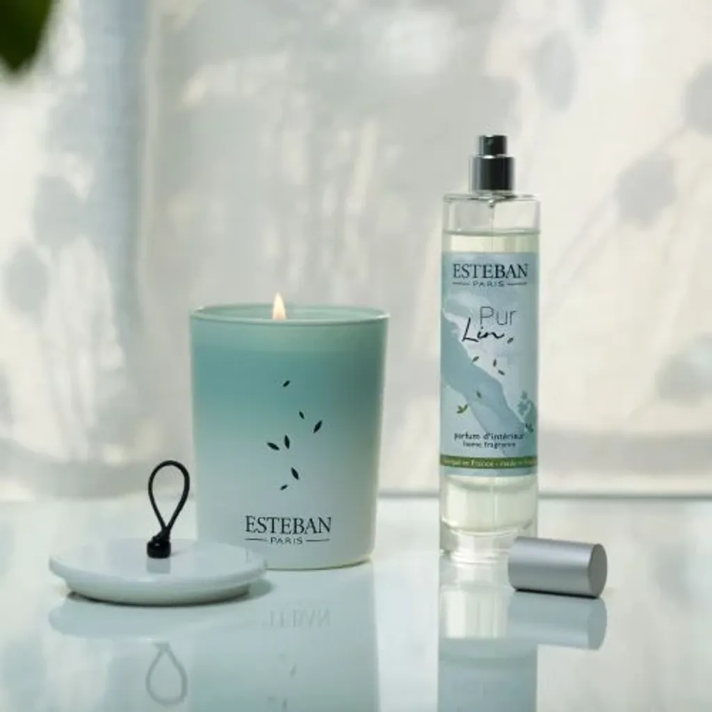 Bougie parfumée décorative & rechargeable 180g Pur lin Esteban ...