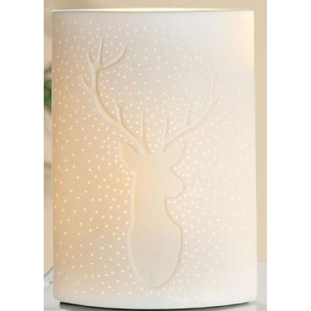 Lampe porcelaine cerf H. 26 cm - Ambiance & Styles