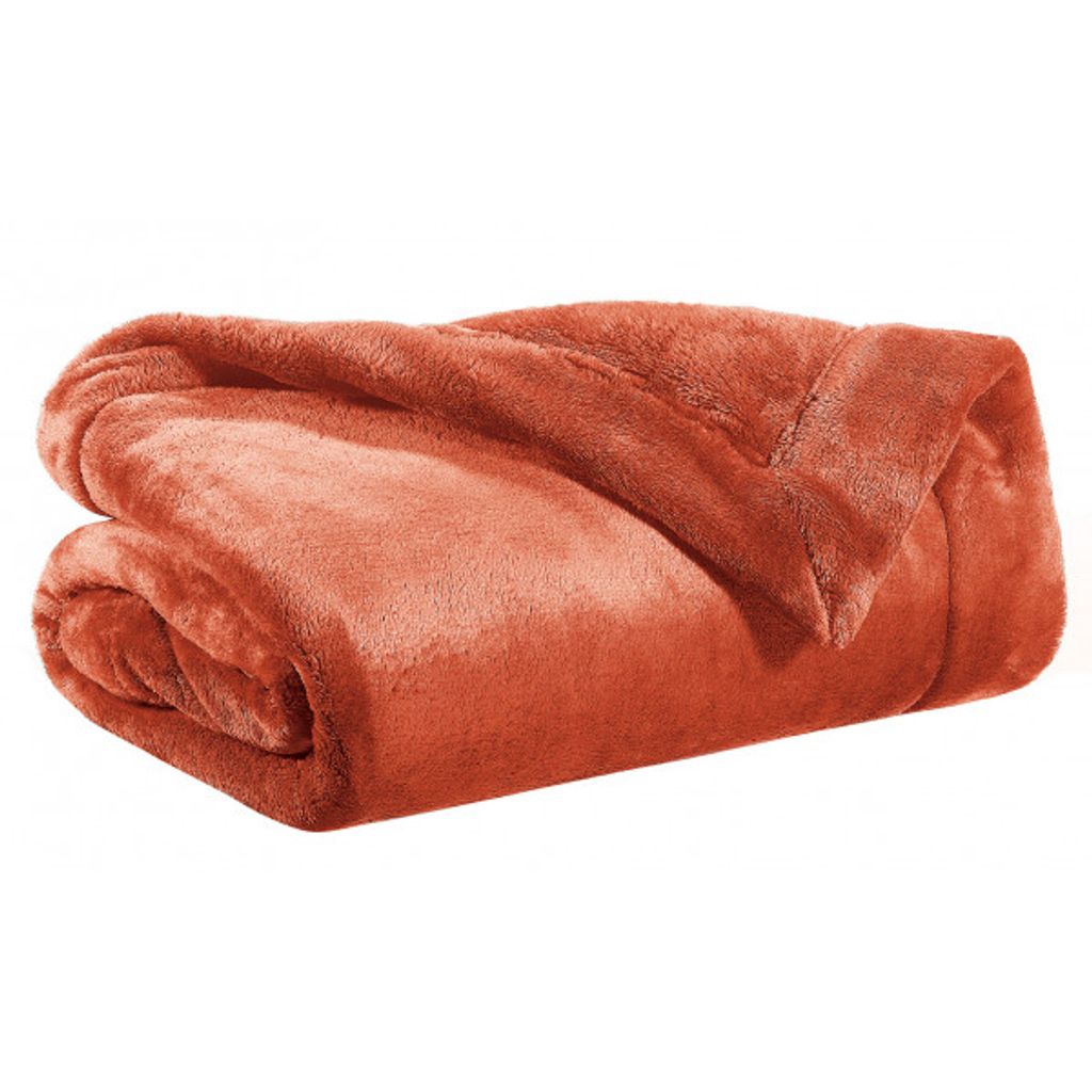 Plaid TENDER terracotta 150 x 200 cm Vivaraise - Ambiance & Styles