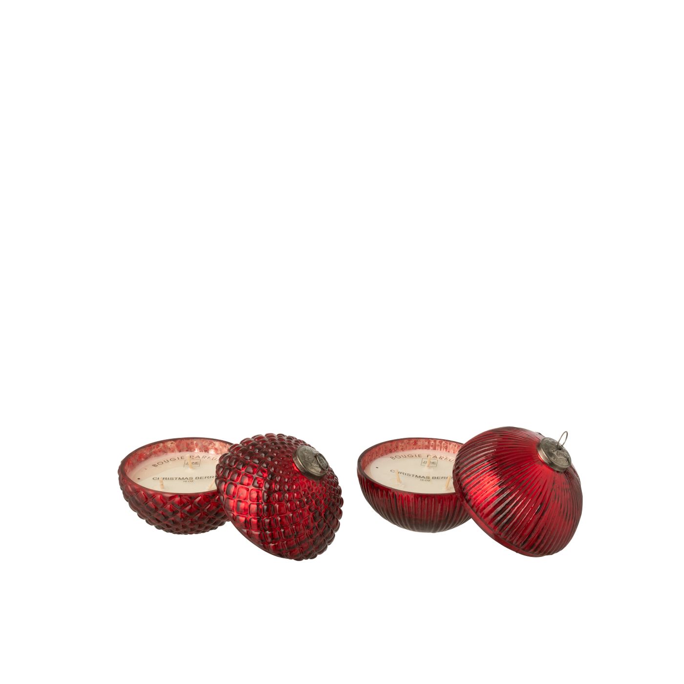 Bougie parfumée boule de noël rouge GM J-LINE - Ambiance & Styles