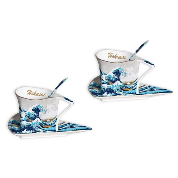Coffret de 2 tasses café 18 cl + soucoupe + cuillère Hokusai SOCADIS ...